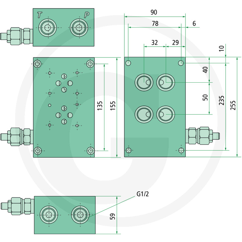 GRANIT Fußplatte NG6 2-fach mit DBV